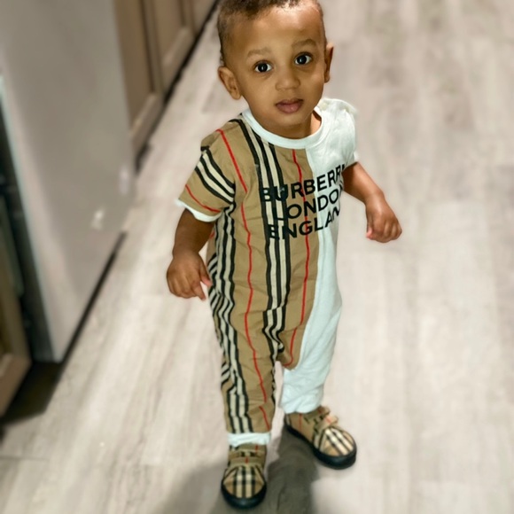 Burberry | One Pieces | Burberry Kids Striped One Piece Tan And White ...